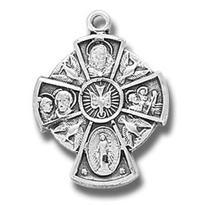 Sterling Silver Small Holy Spirit 4 Way 18" Chain Boxed A-M Religious ...