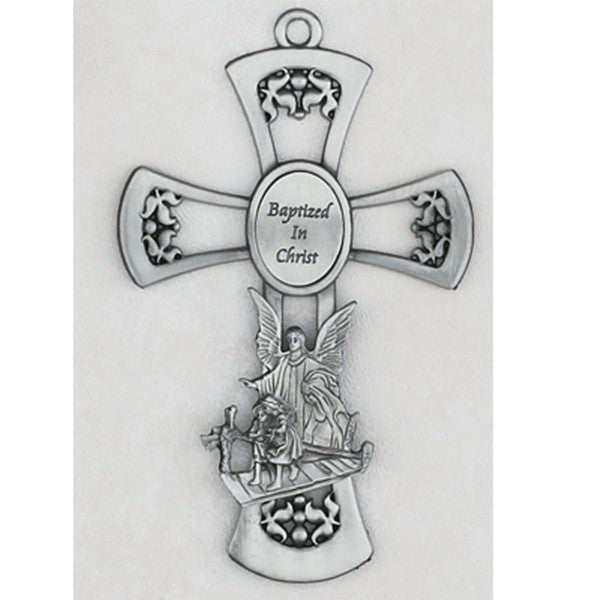 Pewter Guardian Angel Cross-baptism-baby – FUCHS Church Supply
